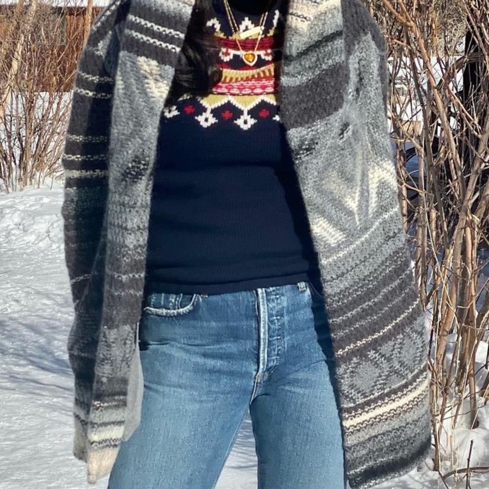 Native Navajo Print Sweater Aztec Knit Jacket - Yello… - Gem